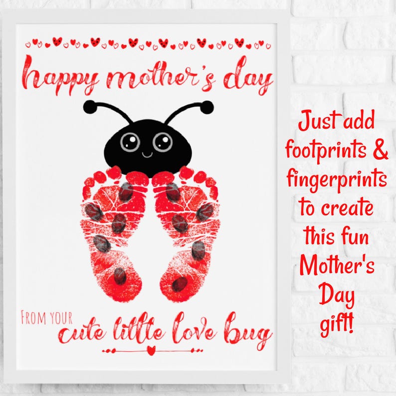 Mother's Day Ladybug Footprint Art, Mothers Day Handprint Baby Craft ...