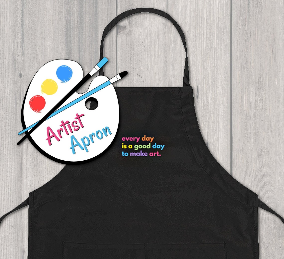 Art Teacher Apron with Pockets Art Teacher Gift Embroidered | Etsy