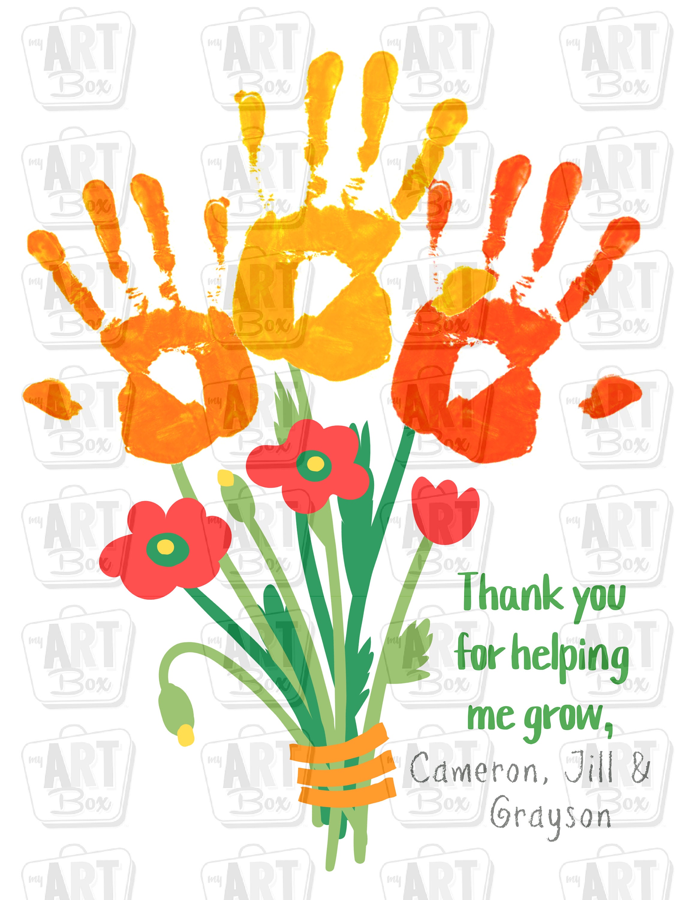 Handprint Art Printable for Teacher Appreciation, Mother's Day, Grandma ...