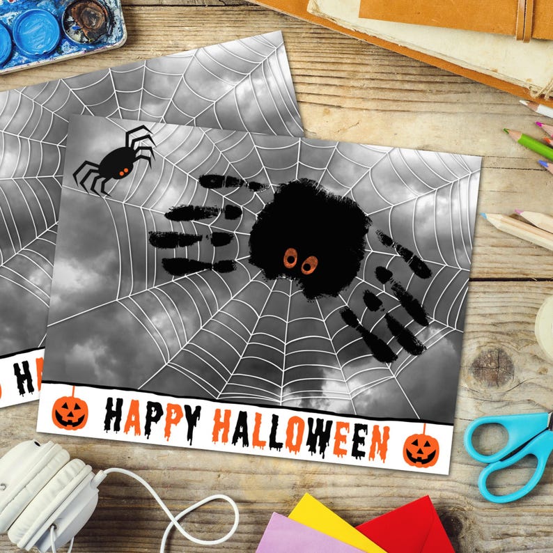 Halloween Spider Handprint Printable, Handprint Craft for Halloween ...