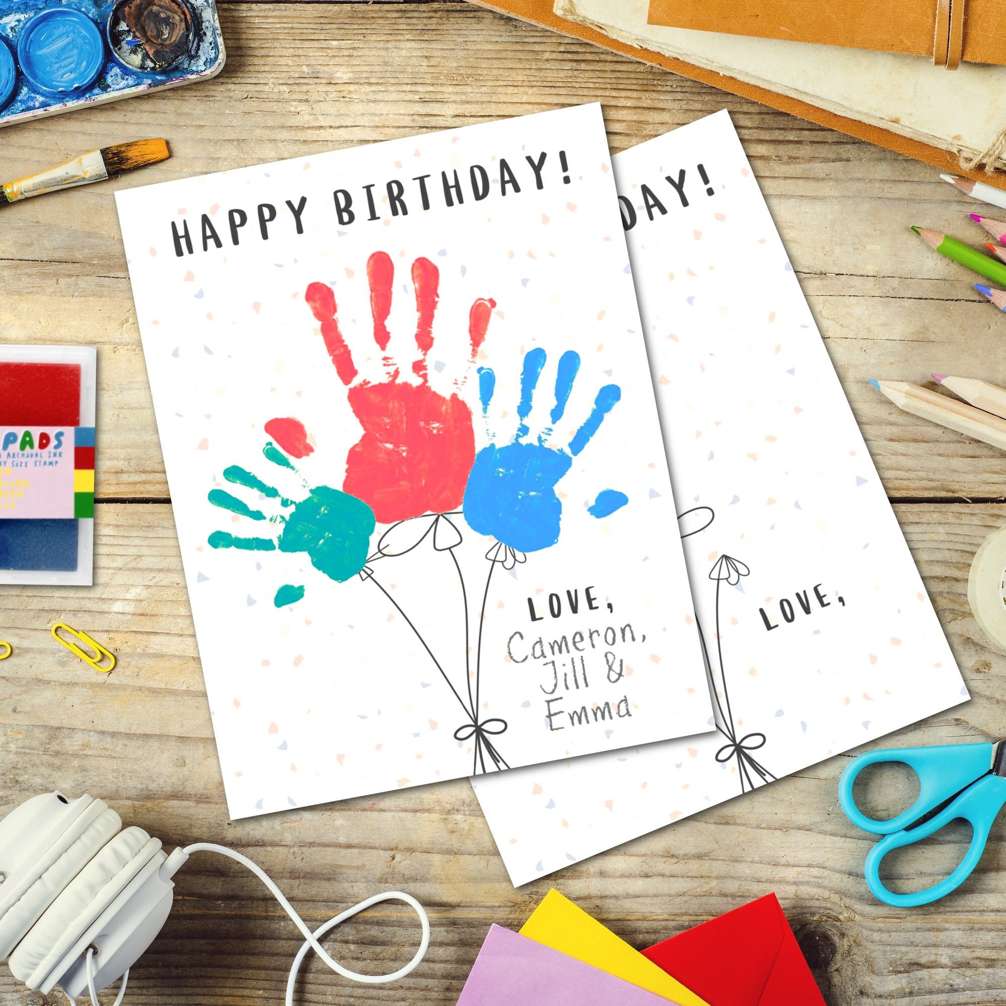 Handprint Art Happy Birthday Balloons Printable, Personalized Gift for ...