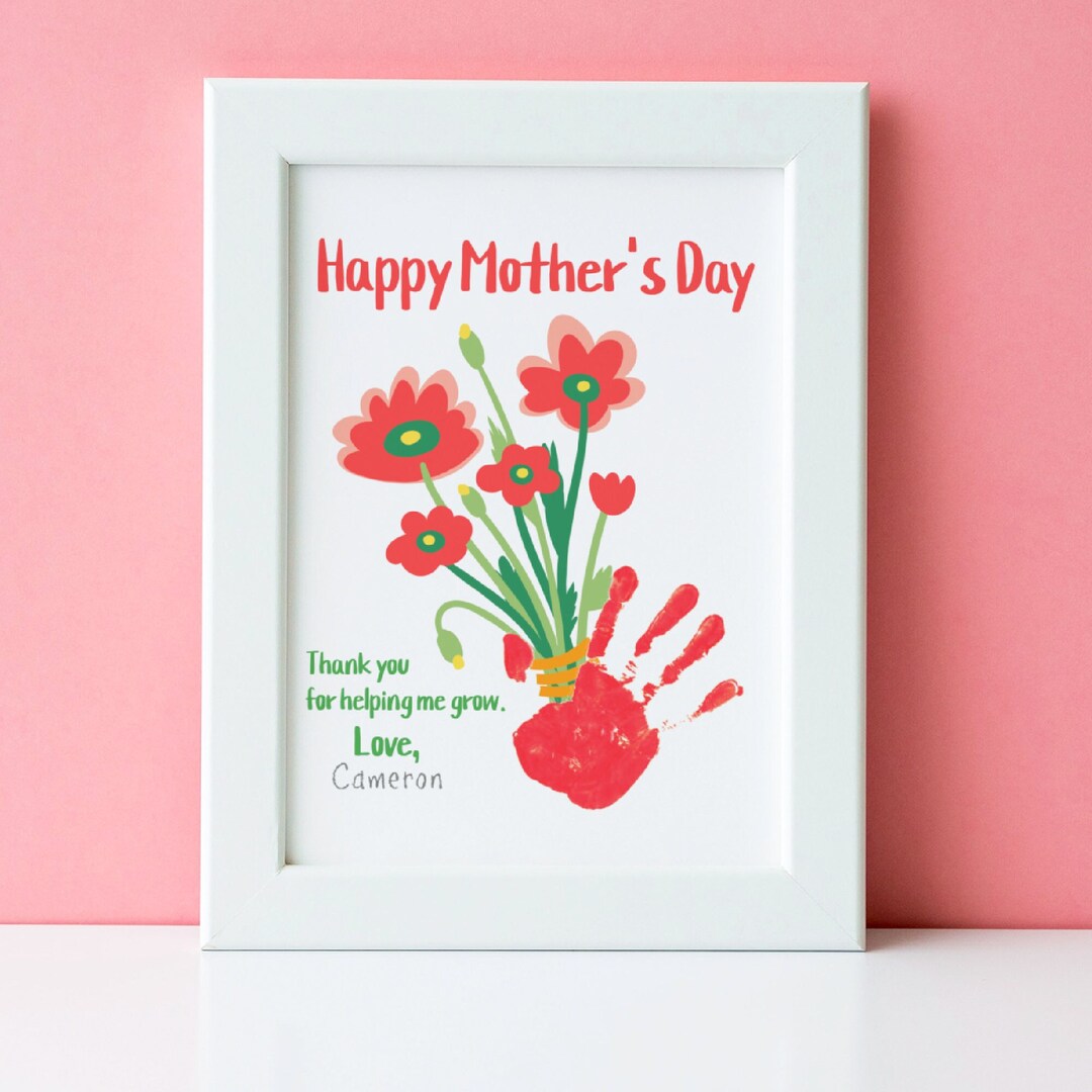 Handprint Art Mother's Day Flower Bouquet Handprint Craft for Grandma's ...