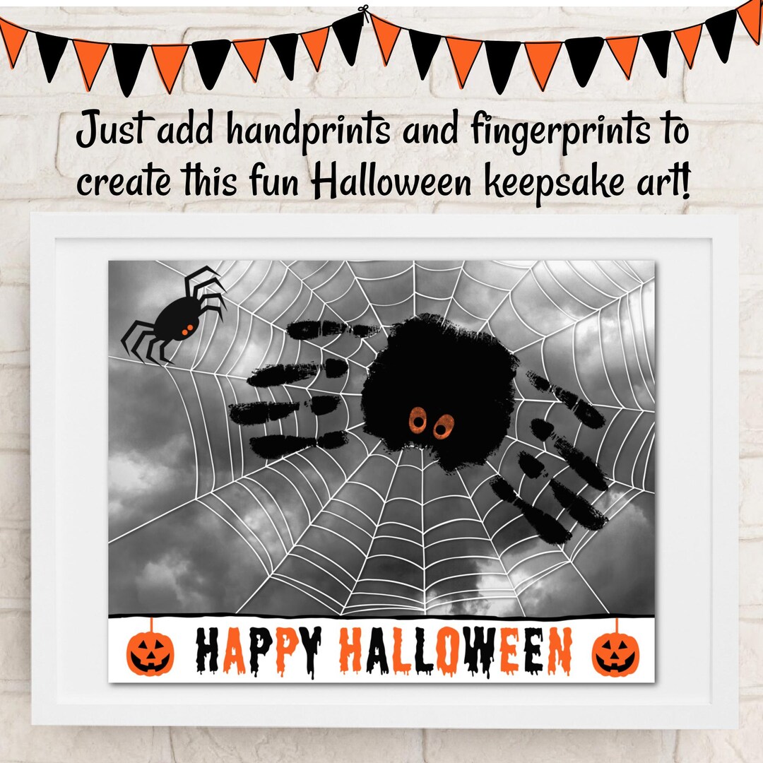 Halloween Spider Handprint Printable, Handprint Craft for Halloween ...