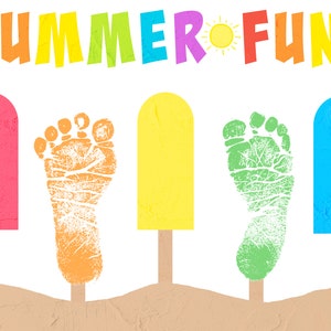 Summer Handprint Footprint Art for Kids Toddler Infant, Popsicle ...