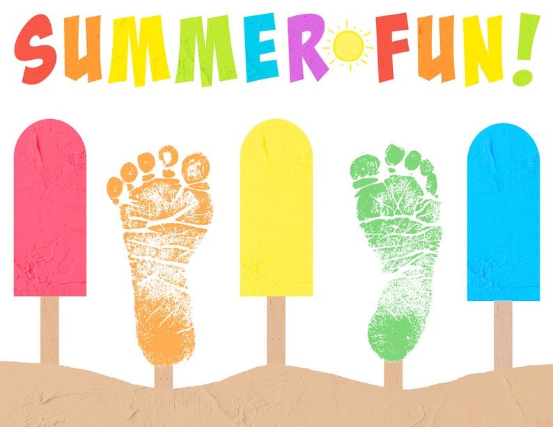 Summer Handprint Footprint Art for Kids Toddler Infant, Popsicle ...