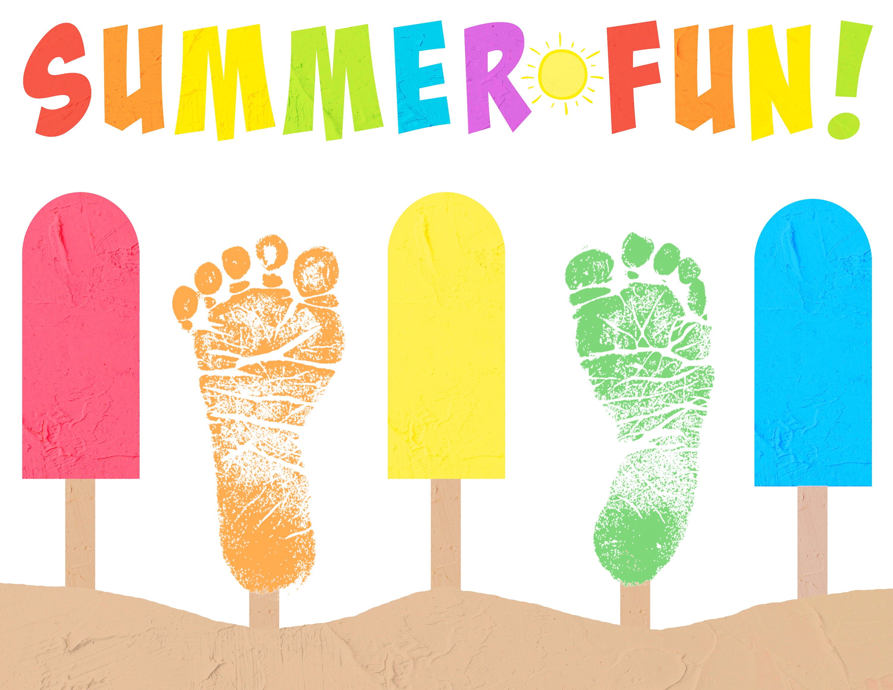 Summer Handprint Footprint Art for Kids Toddler Infant, Popsicle ...