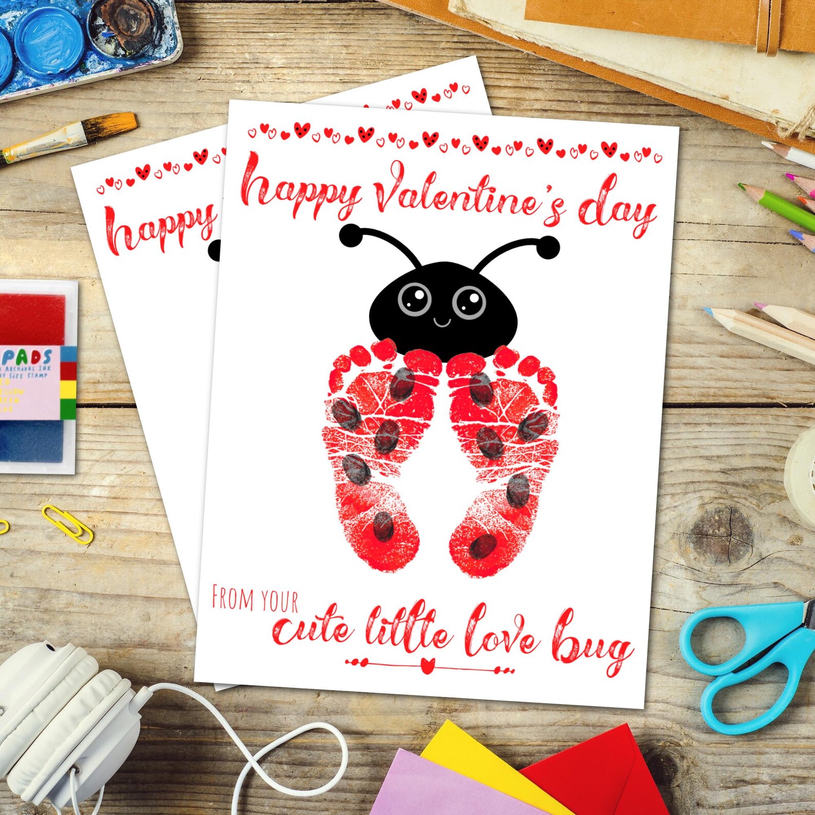 Love Bug Valentine's Day Ladybug Footprint Art, Daycare Valentines ...