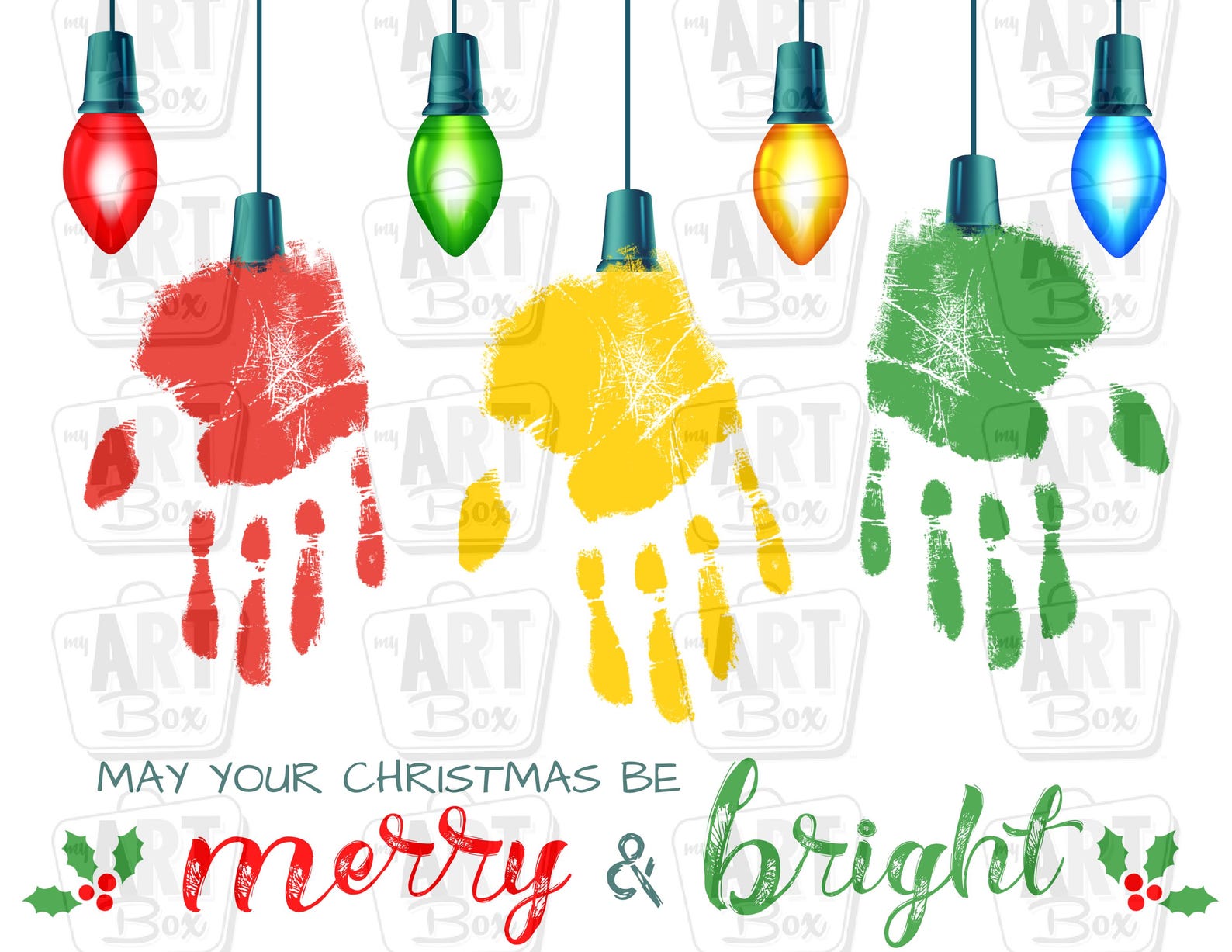 Christmas Handprint Art, Christmas Tree Lights Family Handprint Art ...