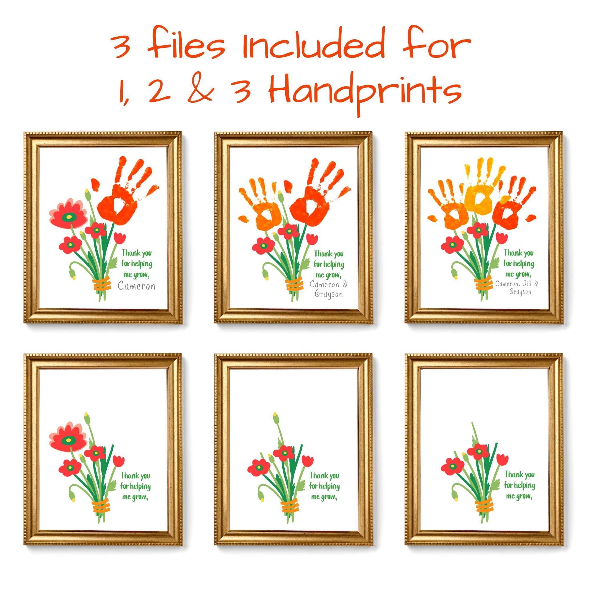 Handprint Art Printable for Teacher Appreciation, Mother's Day, Grandma ...