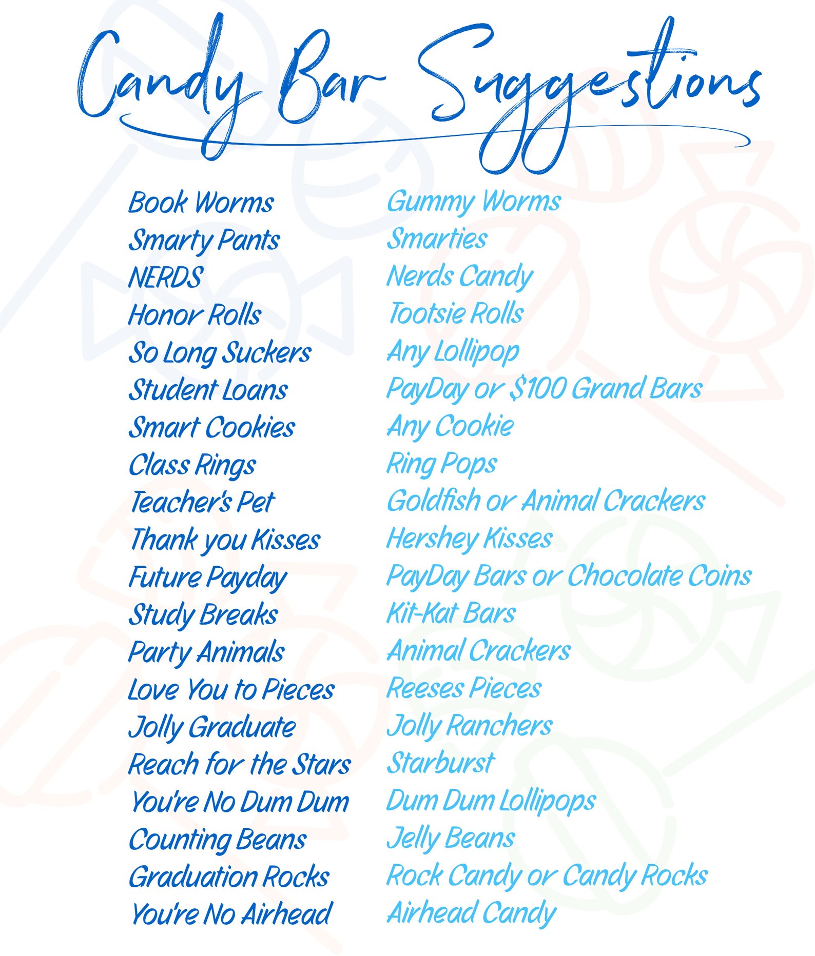 Graduation Candy Bar PRINTABLE Signs, Graduation Candy Bar Printable ...