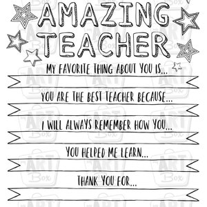 Teacher Appreciation Printable Personalized Teacher Gift Thank You ...