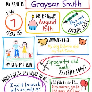 All About Me Printable Kids Template Favorite Things Back to School Get ...