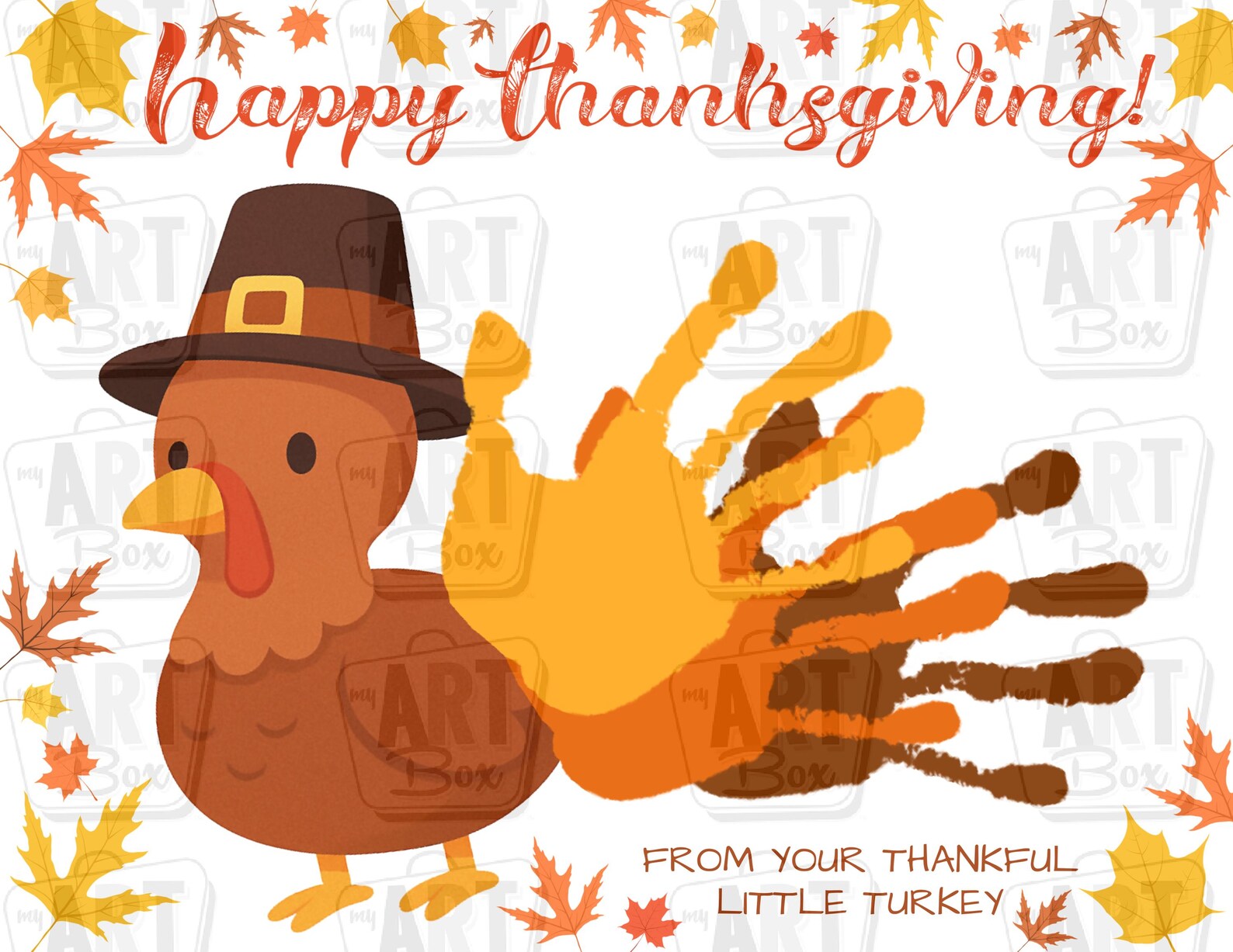 Thanksgiving Turkey Handprint Art, Fall Kids Painting Craft, Toddler ...