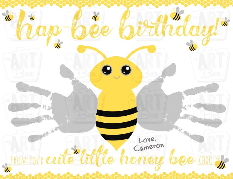 Happy Birthday Handprint Art, Personalized Gift From Grandkids ...