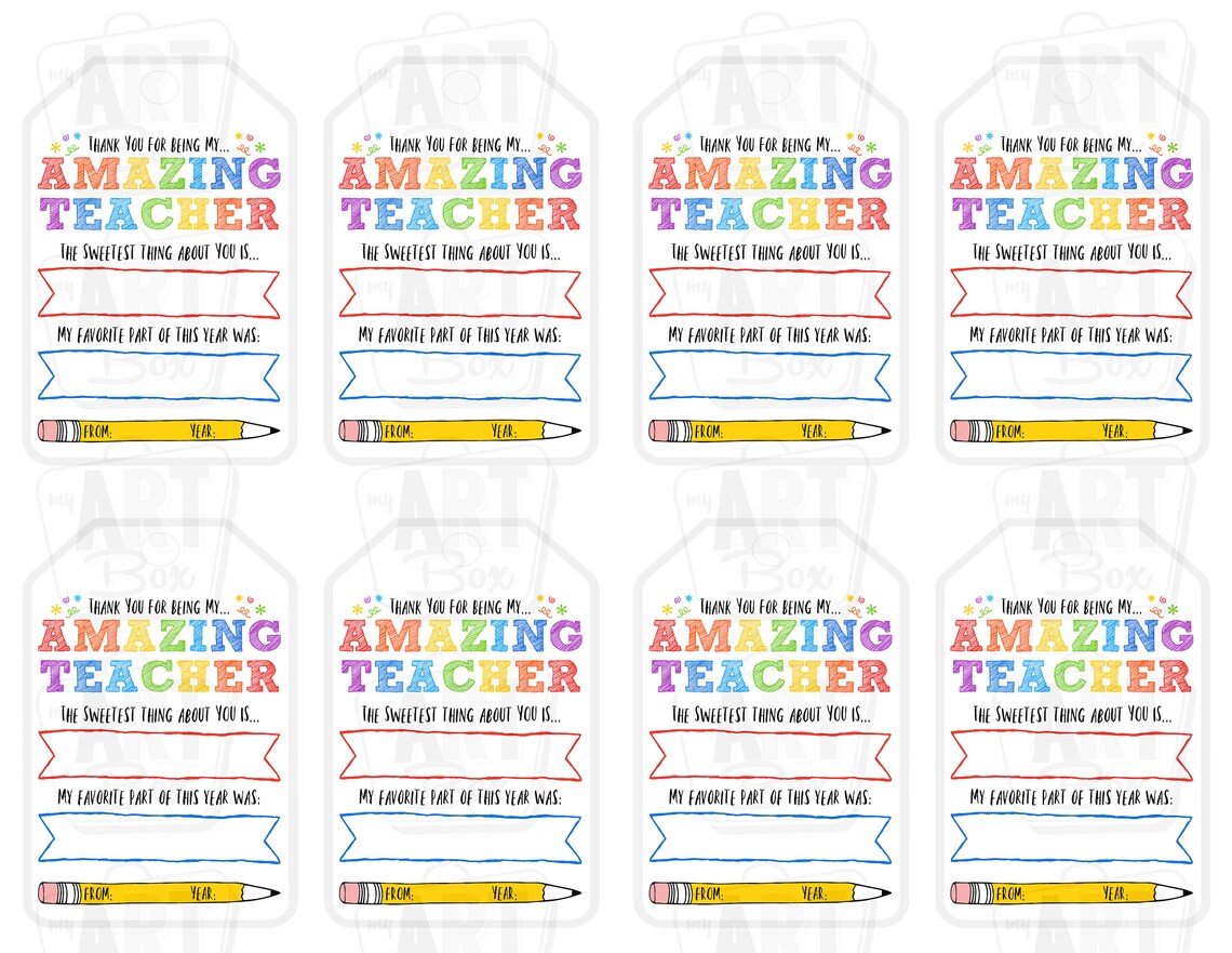 Teacher Appreciation Printable Gift Tags Teacher Thank You Sweet Treat ...