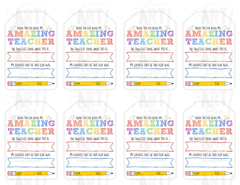 Teacher Appreciation Printable Gift Tags Teacher Thank You Sweet Treat ...