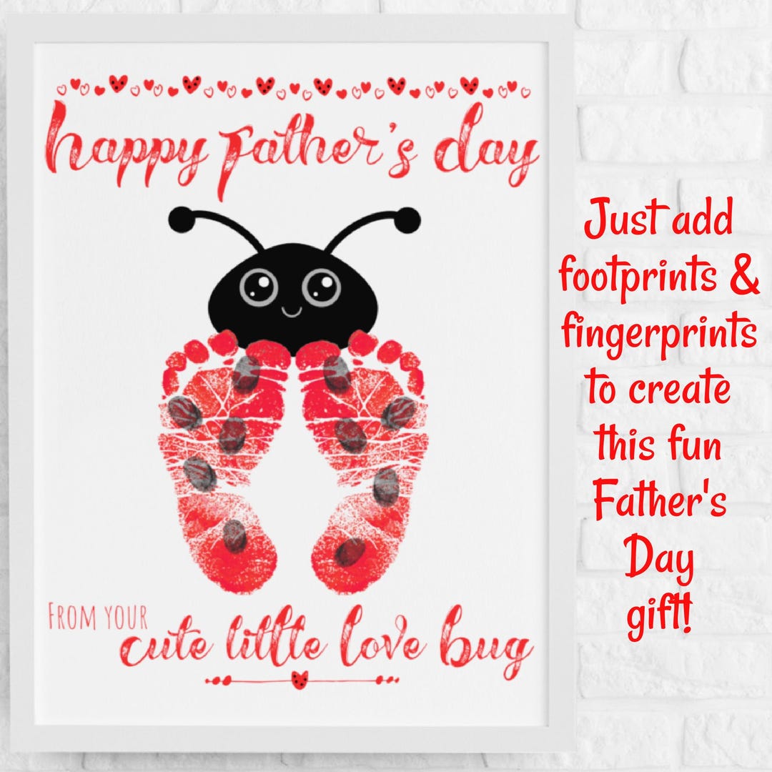 Father's Day Ladybug Footprint Art, Fathers Day Handprint Art, 1st ...