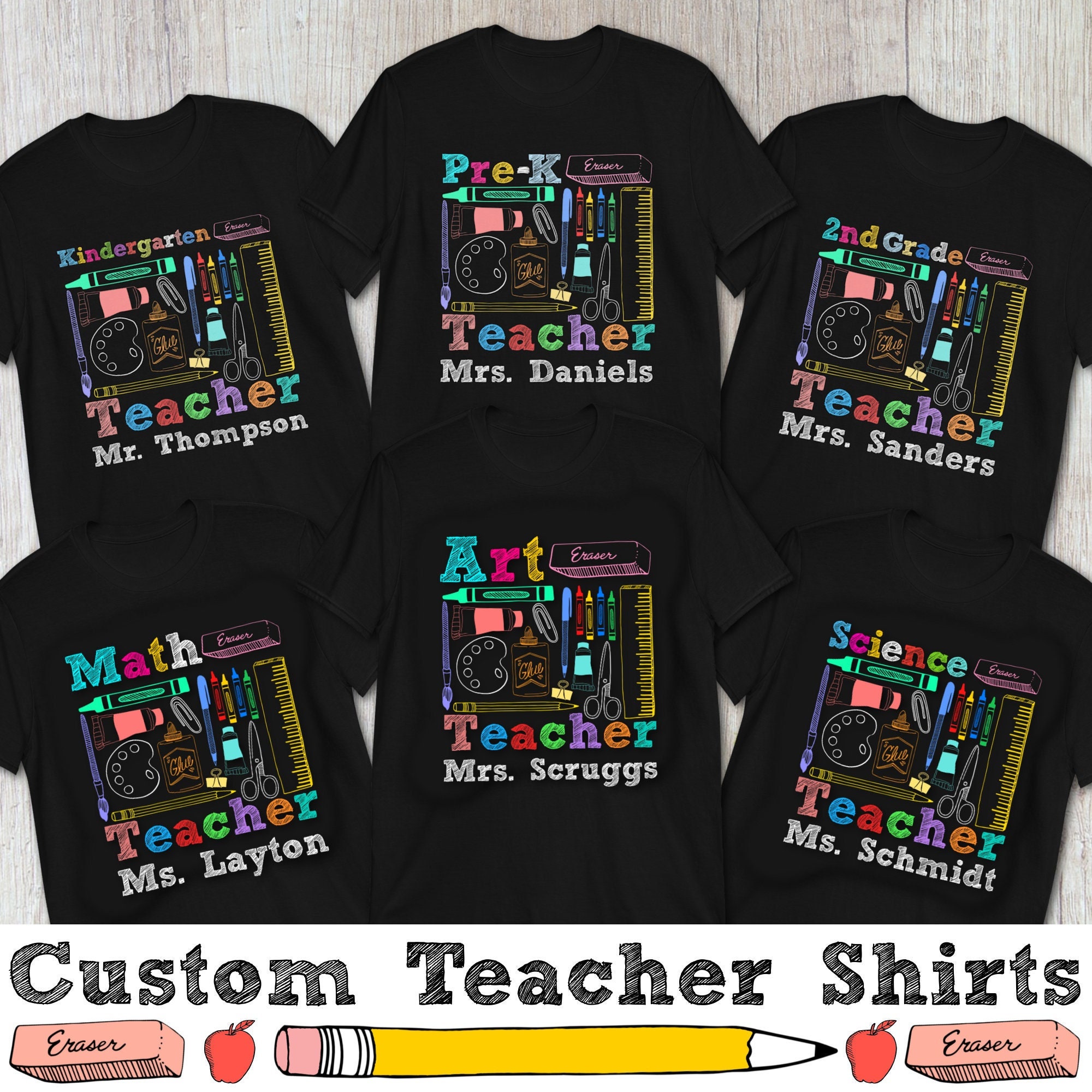 Custom Teacher Shirts, Kindergarten Teaching Personalized Teacher Team ...