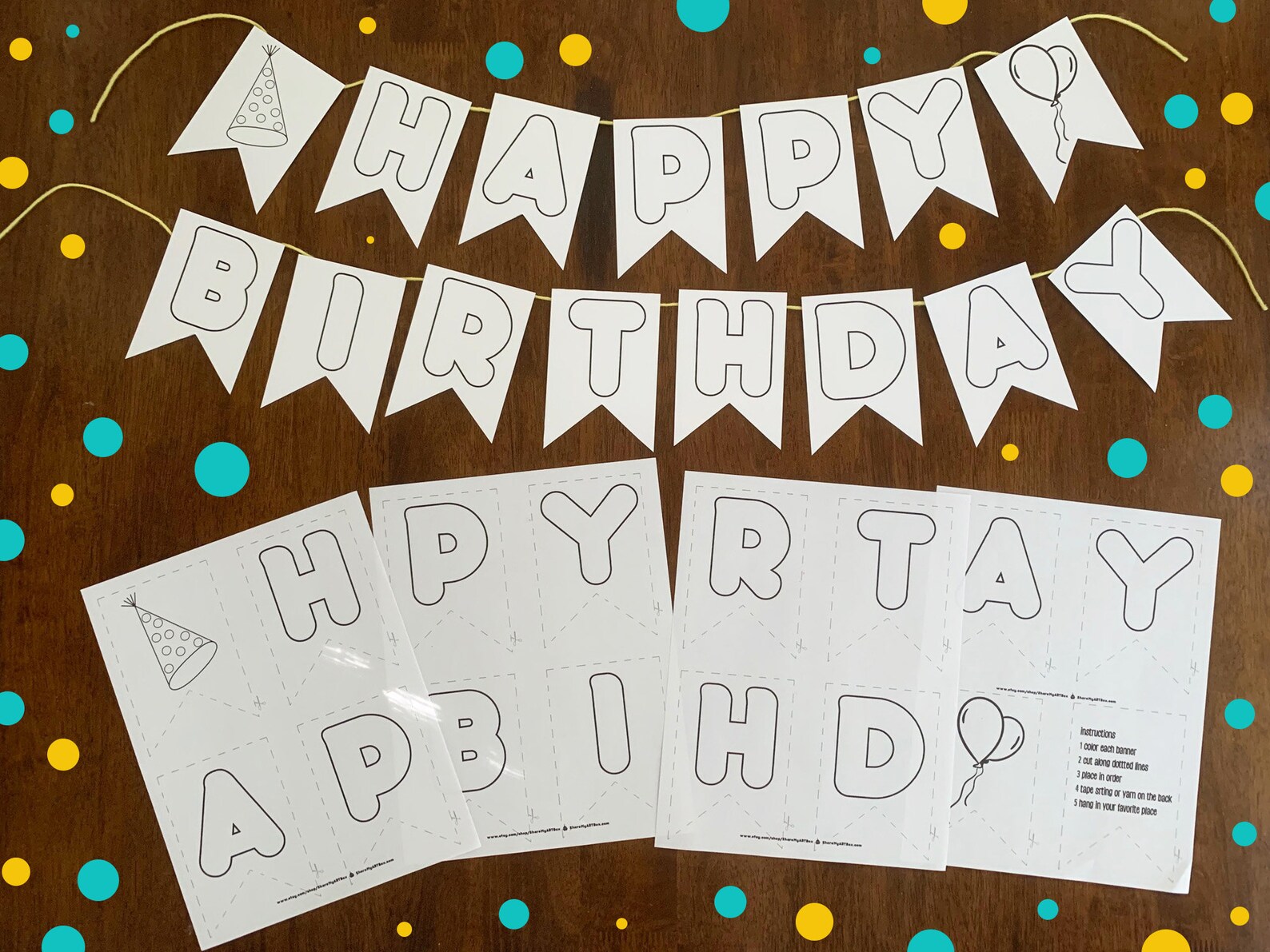 BIRTHDAY Banner Activity Pages Printable Birthday Coloring - Etsy