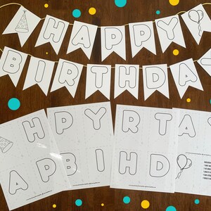 BIRTHDAY Banner Activity Pages, Printable Birthday Coloring Pages for ...
