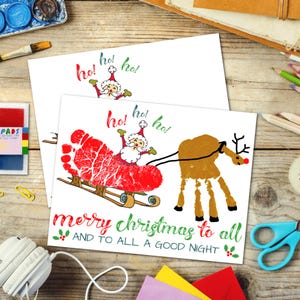 Christmas Handprint Art, Santa Sleigh Reindeer Handprint Footprint Art ...