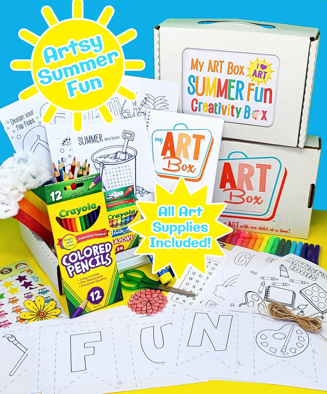 Summer Fun Art Kit for Kids, Kids Summer Activities, Coloring Pages ...