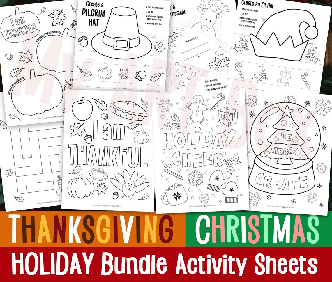 Printable Kids Holiday Activity Coloring Pages Thanksgiving and ...