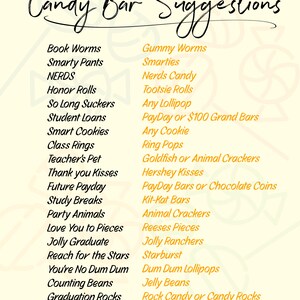 Candy Buffet Labels for Graduation Party Candy Bar PRINTABLE Signs ...