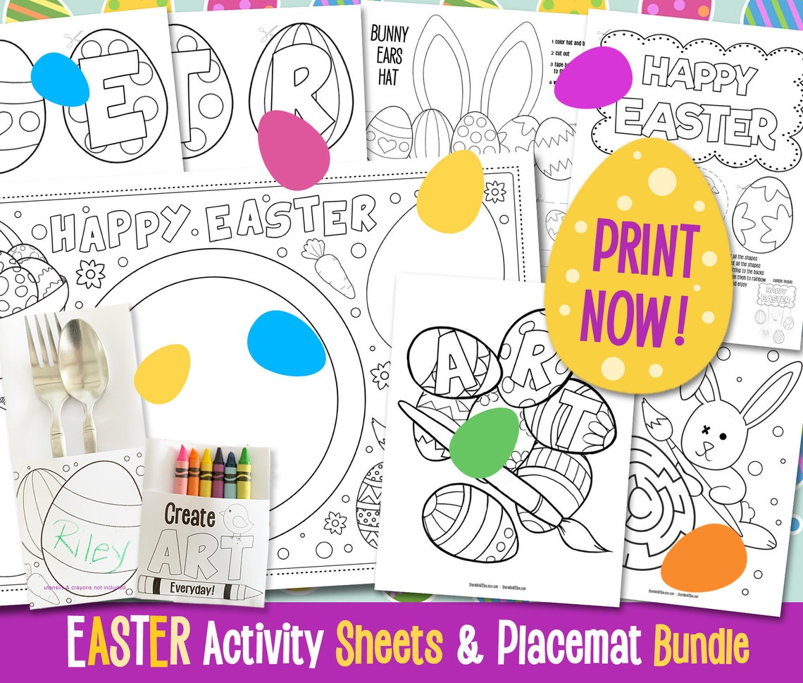 EASTER Printable Placemat Set and Activity Pages Bundle - Etsy