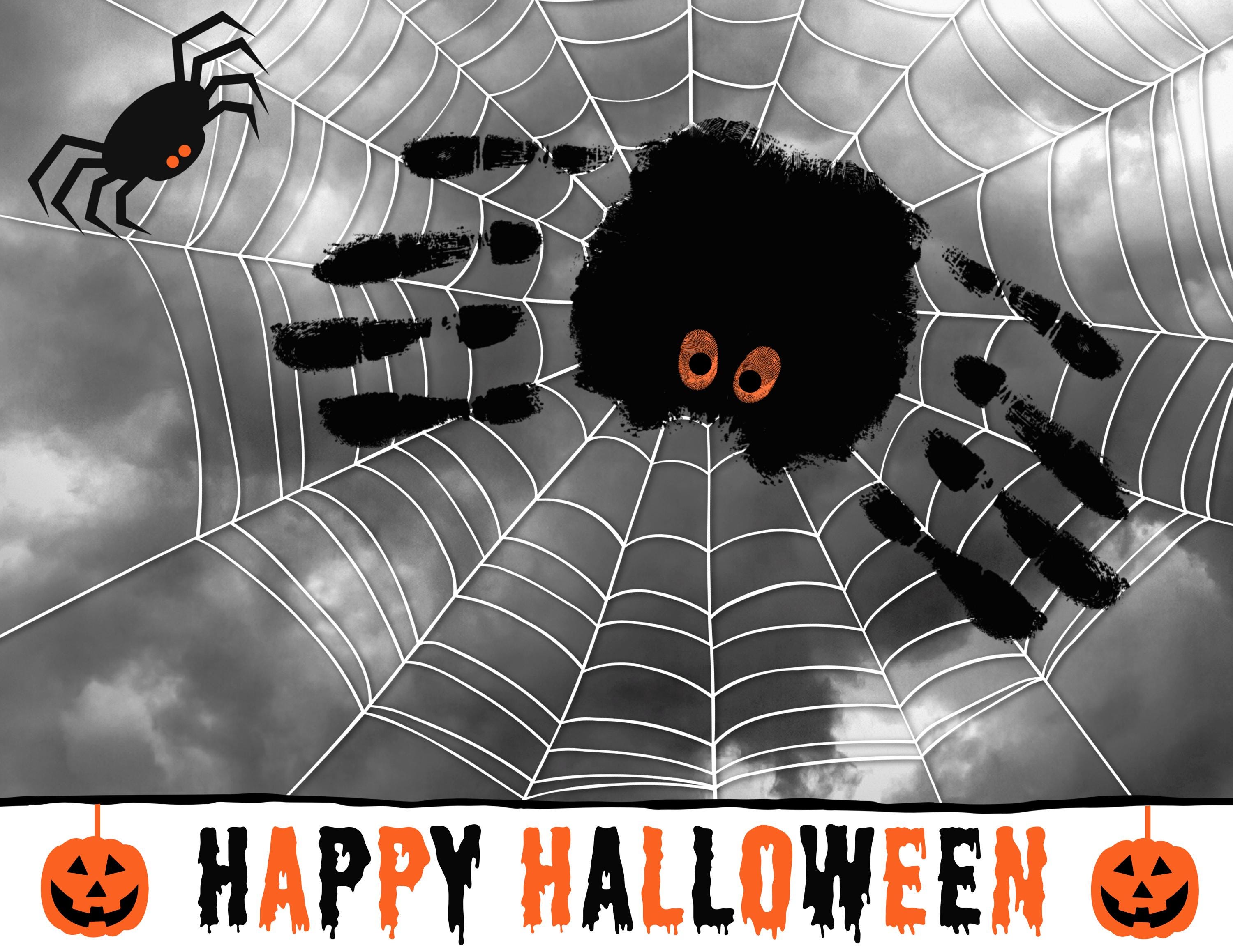 Halloween Spider Handprint Printable, Handprint Craft for Halloween ...