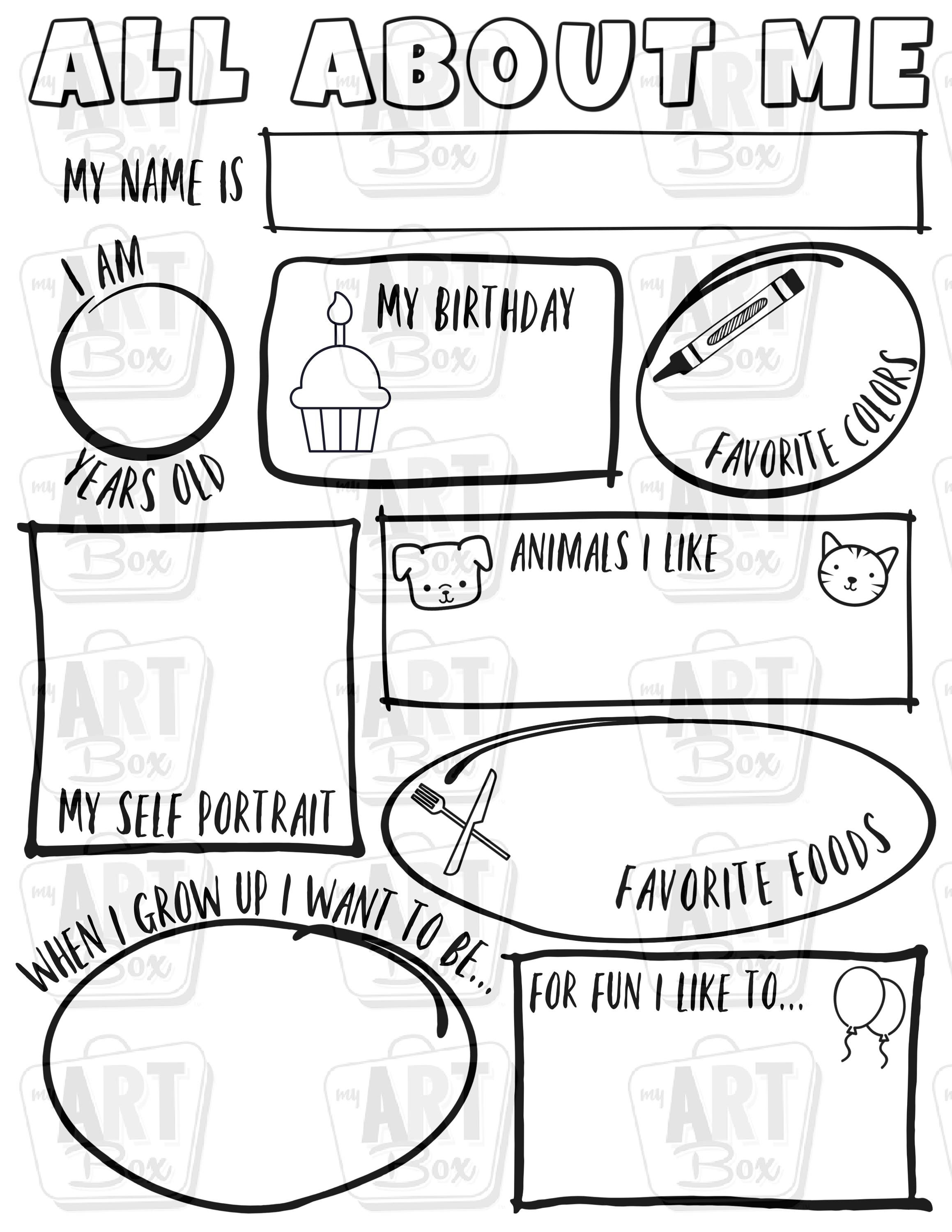 All About Me Coloring Page, Printable Back to School Worksheet Template ...