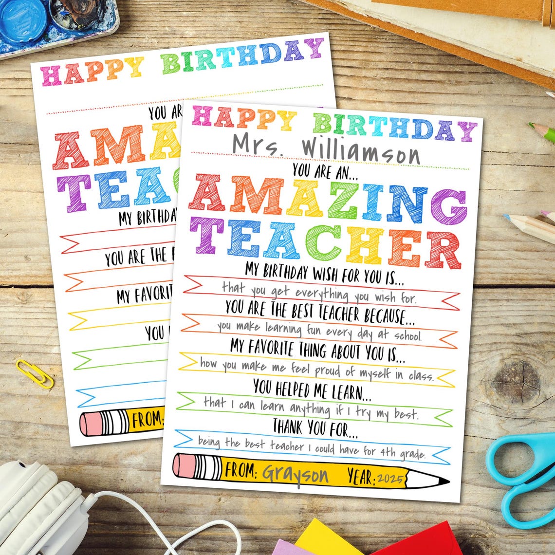 Happy Birthday Teacher, Printable Teacher Birthday Gift From Student ...