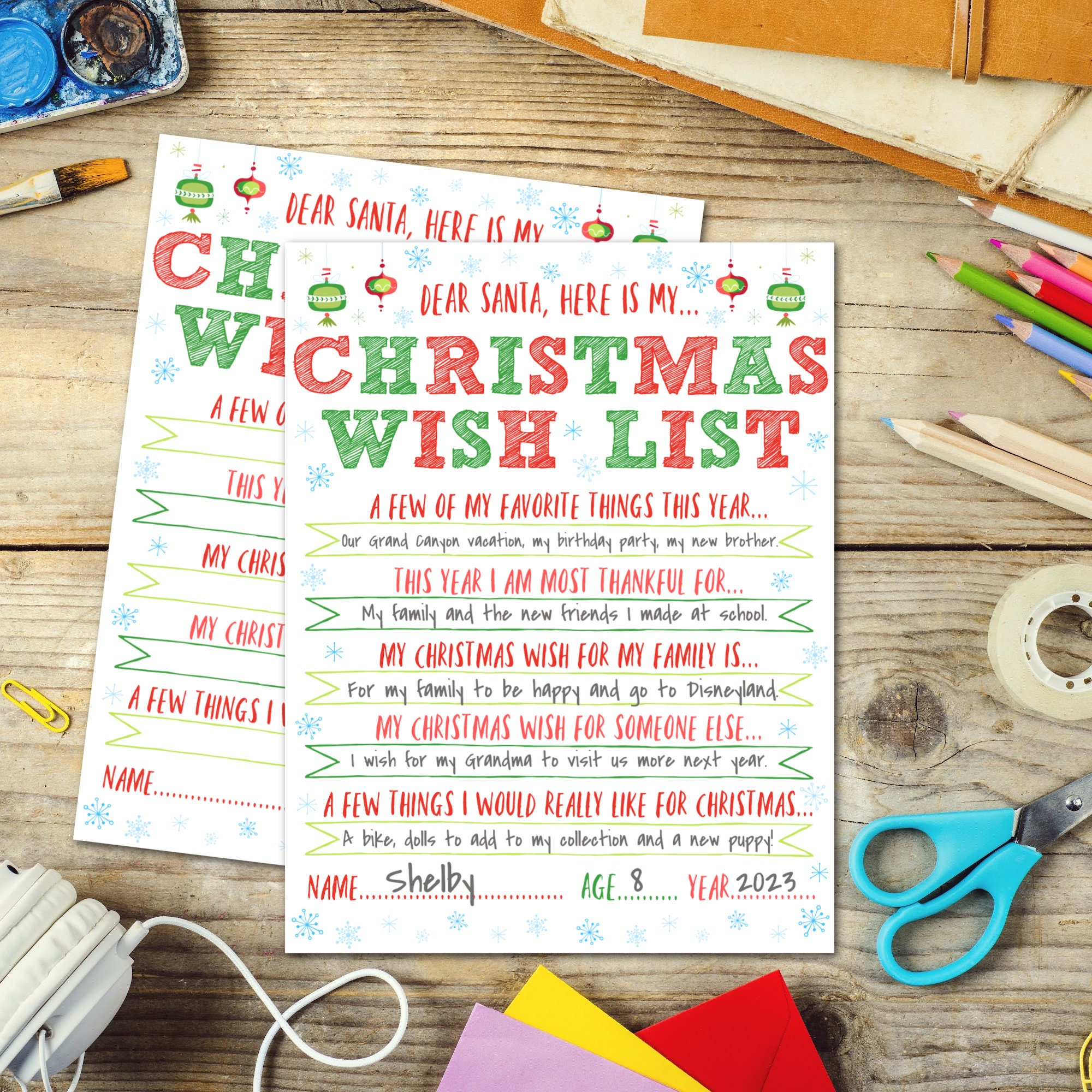 Christmas Wish List Printable, Letter to Santa, Kids Christmas ...