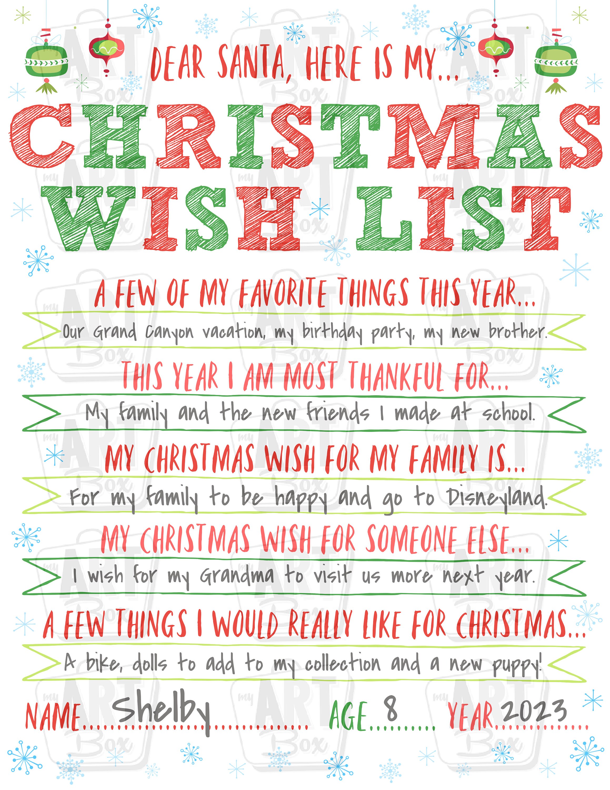 Christmas Wish List Printable, Letter to Santa, Kids Christmas ...