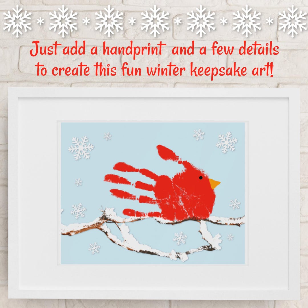 Winter Handprint Art, Red Cardinal Bird Handprint, Sunday School Craft ...
