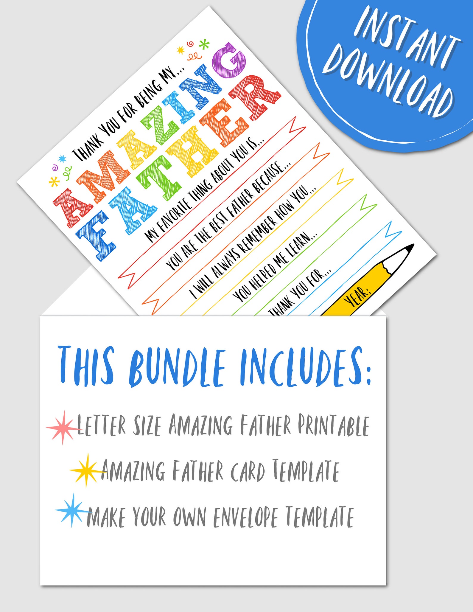 Father's Day Printable, Amazing Father About My Dad, Father's Day Gift ...