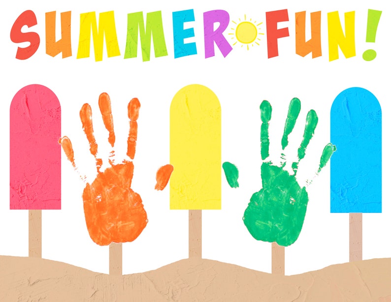 Summer Handprint Footprint Art for Kids Toddler Infant, Popsicle ...