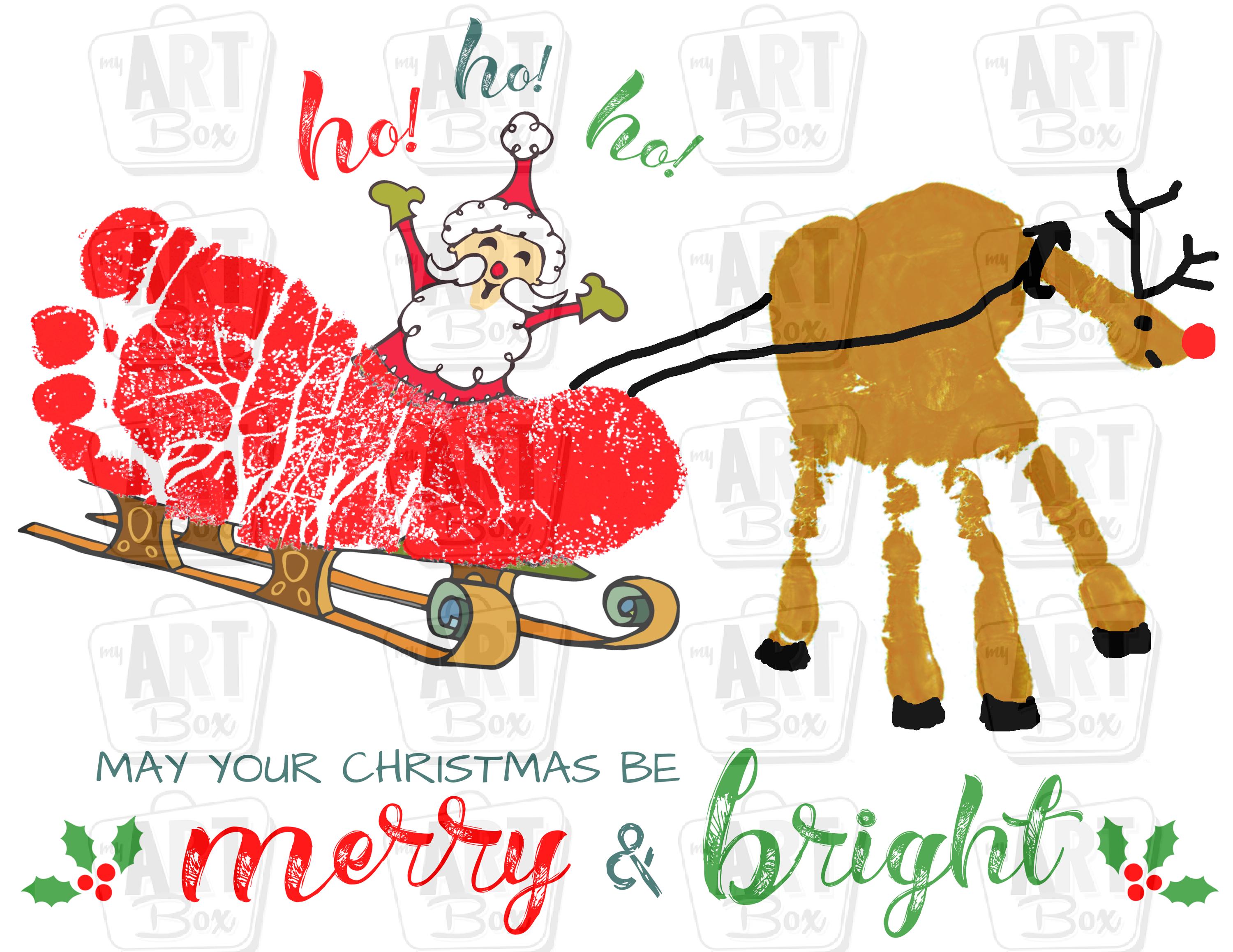 Christmas Handprint Art, Santa Sleigh Reindeer Handprint Footprint Art ...