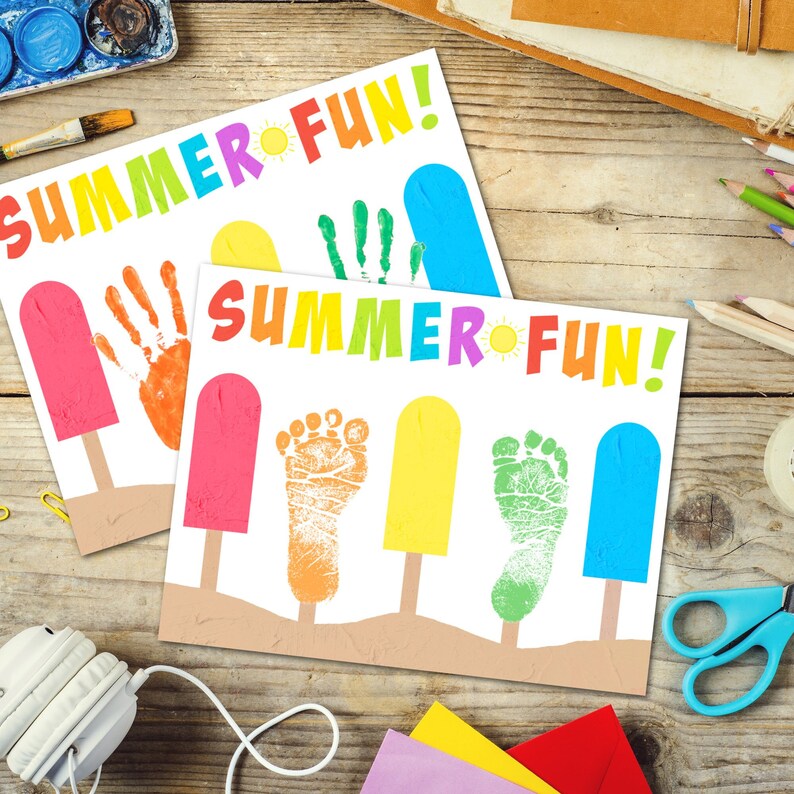 Summer Handprint Footprint Art for Kids Toddler Infant, Popsicle ...