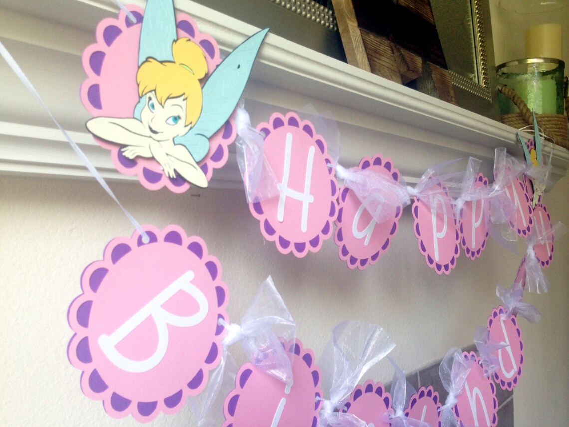 Tinkerbell Party Banner//fairy Party//pink and Purple | Etsy