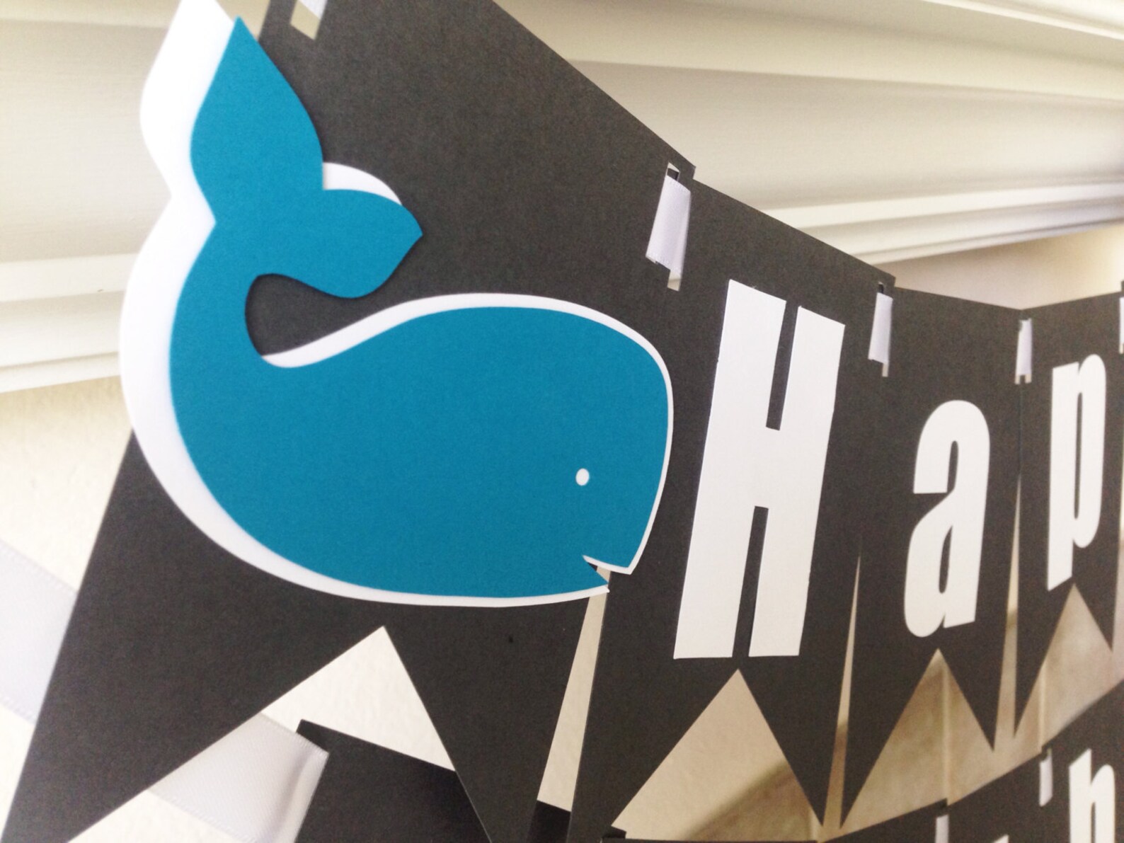 Whale Nautical Sea Life Birthday Banner. Grey White and | Etsy