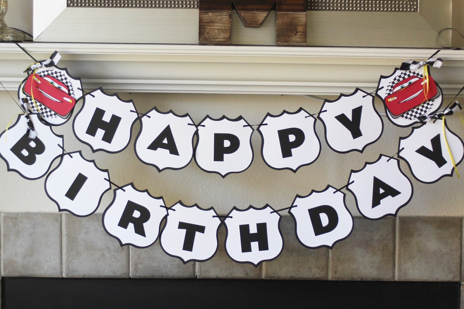 Disney Cars Birthday Banner//lightning Mcqueen Banner//red, Black ...