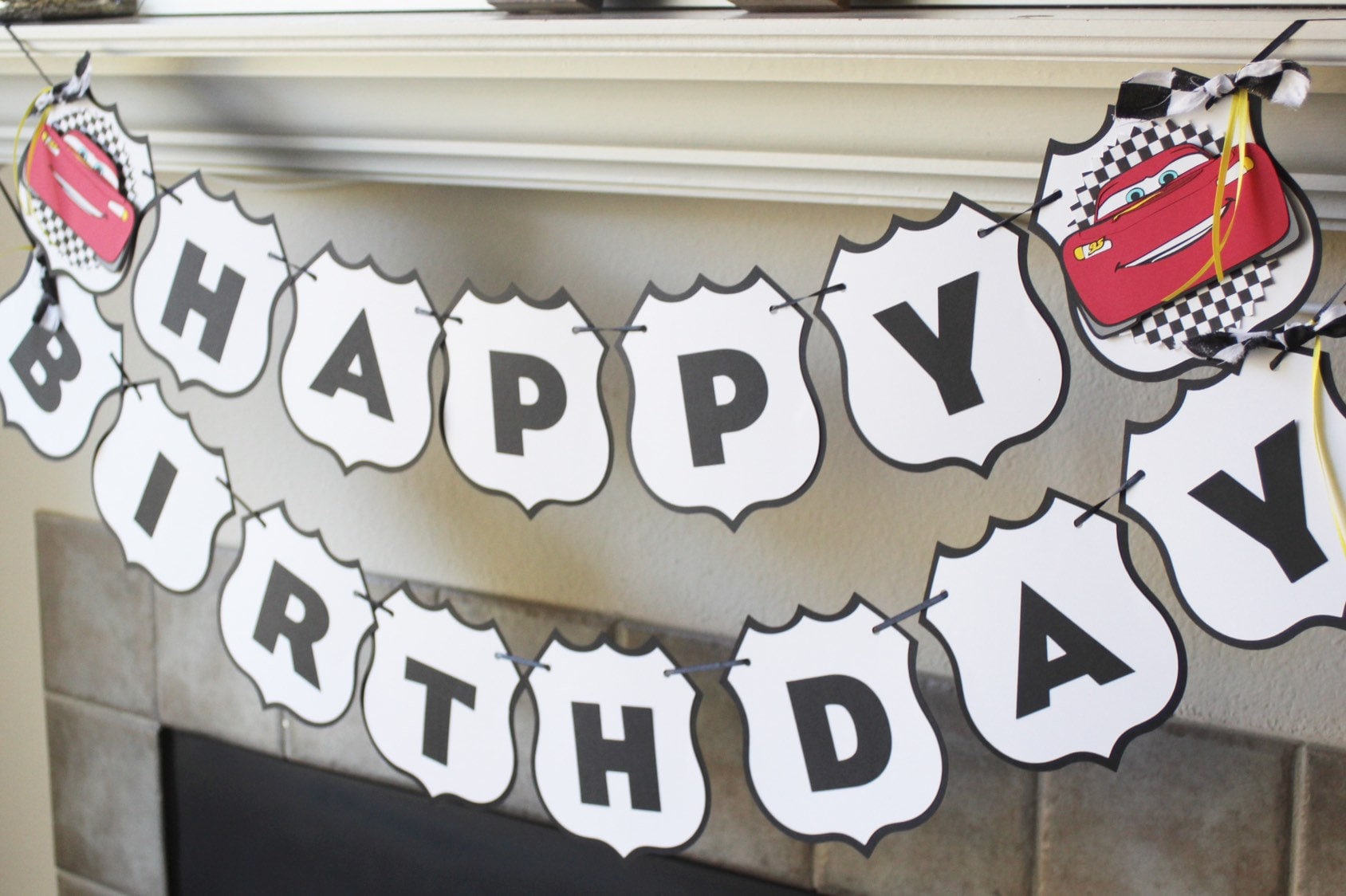 Disney Cars Birthday Banner//lightning Mcqueen Banner//red, Black ...