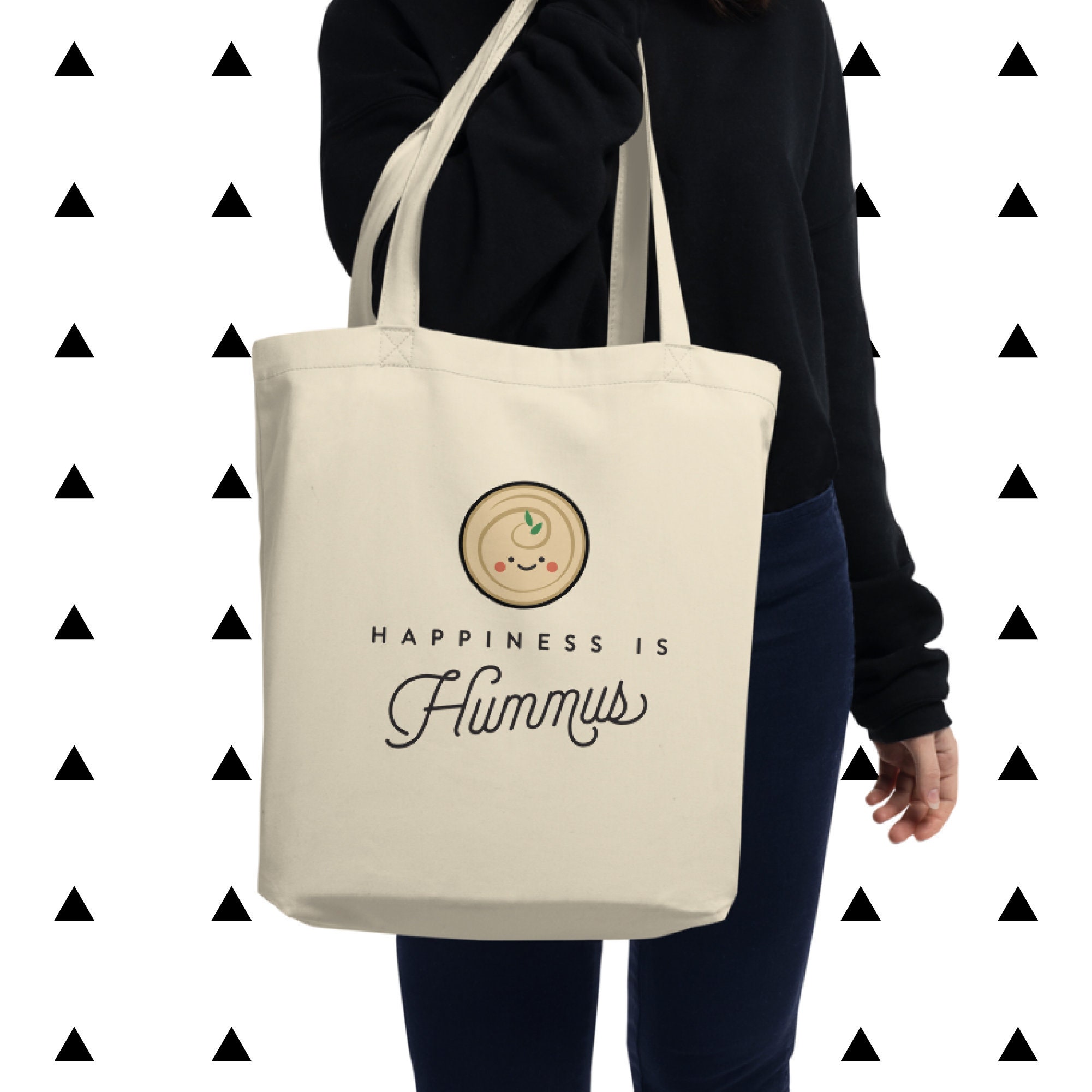 Happiness is Hummus Tote Bag, Vegan, Vegetarian, Plant Based, Foodie ...