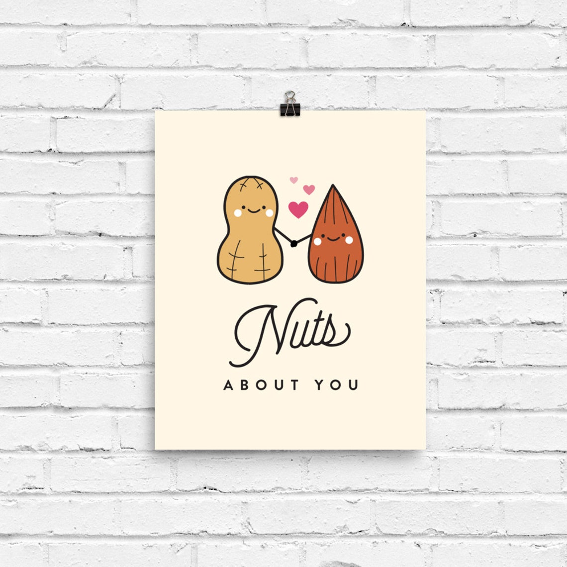 Nuts About You Wall Art, Digital Illustration, Vegan, Plant-based ...