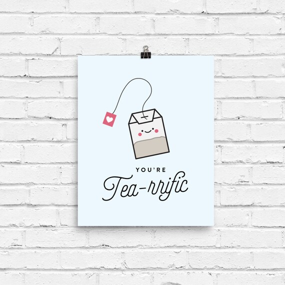 You're Tea-rrific Wall Art Digital Illustration Tea - Etsy Denmark