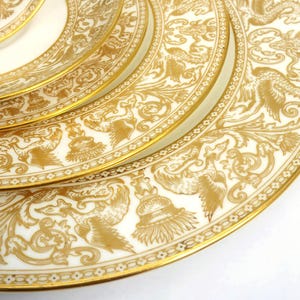 Vintage Wedgwood Florentine Gold Dragon Dinnerware Set - Fine Bone ...
