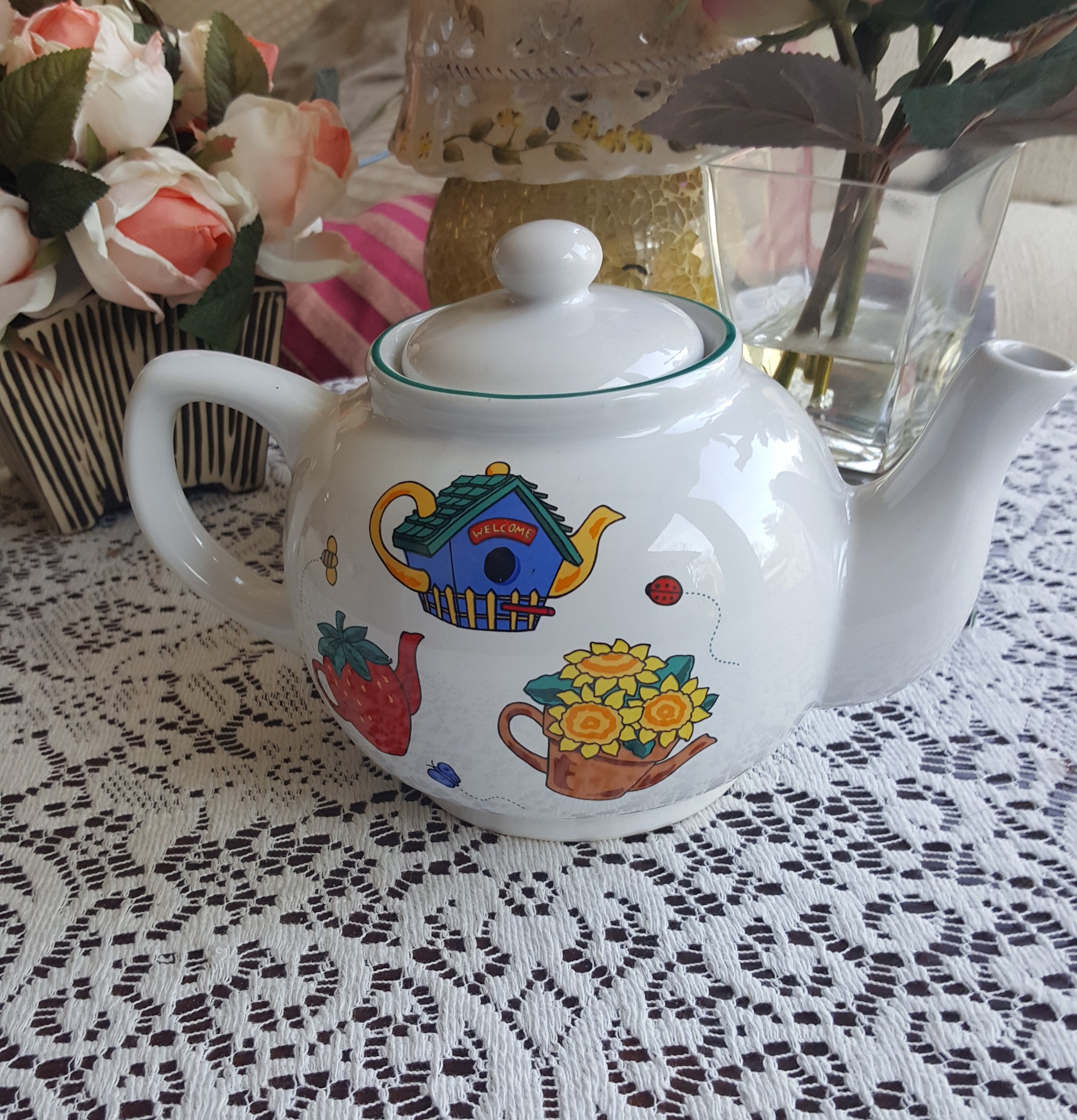 4 Cup Teapot Garden Tea Party by SIGNATURE Decorated With - Etsy