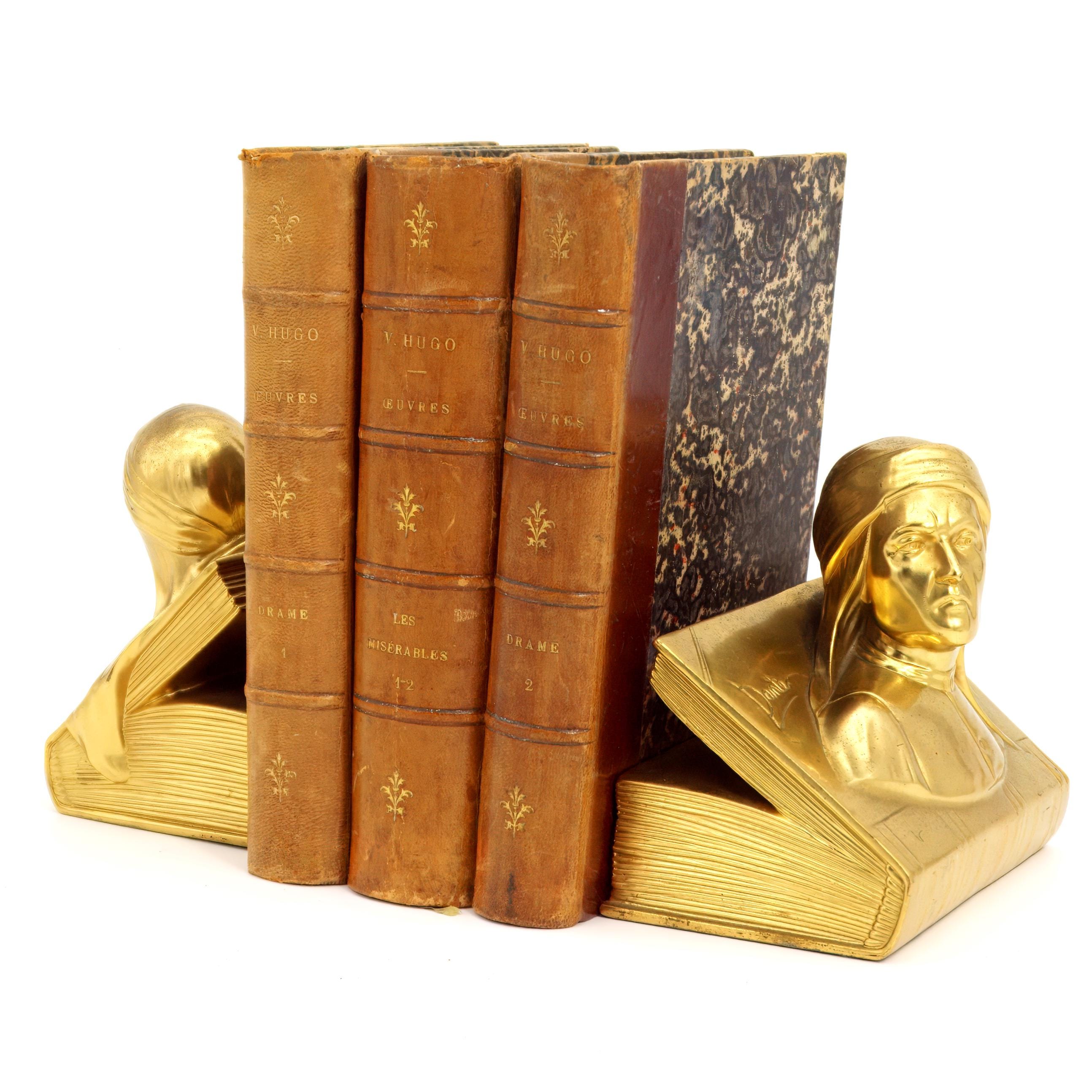 1910s Antique Gold Toned Bookends | Jennings Brothers Dantes Inferno ...