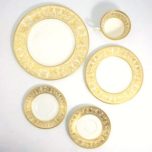 Vintage Wedgwood Florentine Gold Dragon Dinnerware Set - Fine Bone ...